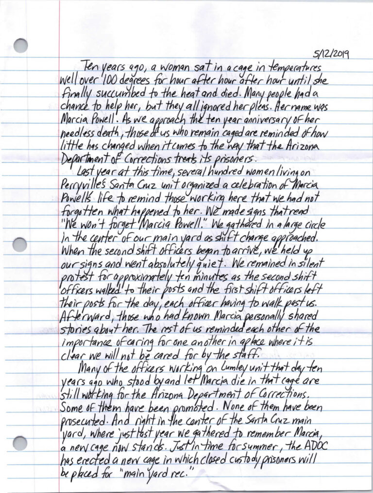 A Letter from Perryville Prison - ACLU of Arizona